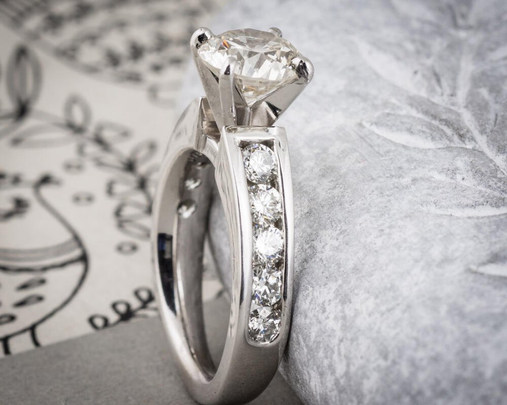 Engagement Ring With Tapered Channel Set Accents : Arden Jewelers