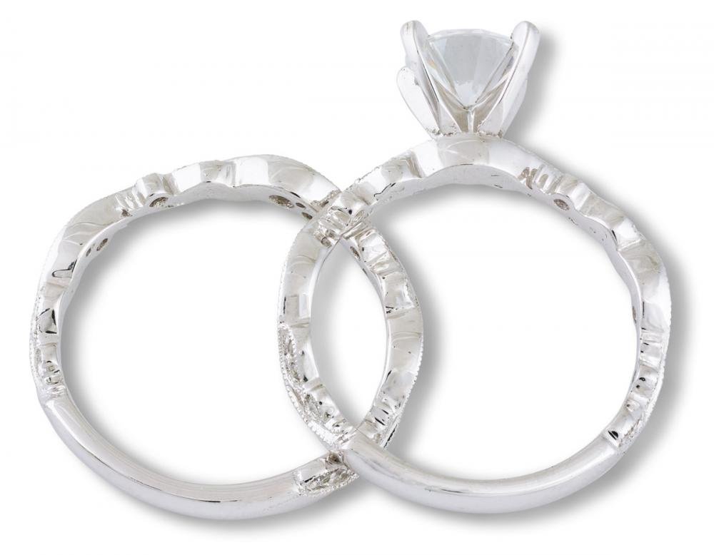 Floral Scroll Wedding Set With Diamond Accents : 41336 : Arden Jewelers
