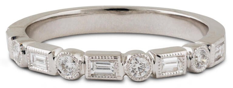 Delicate Milgrain and Diamond Scroll Stackable Band : 43875 : Arden ...